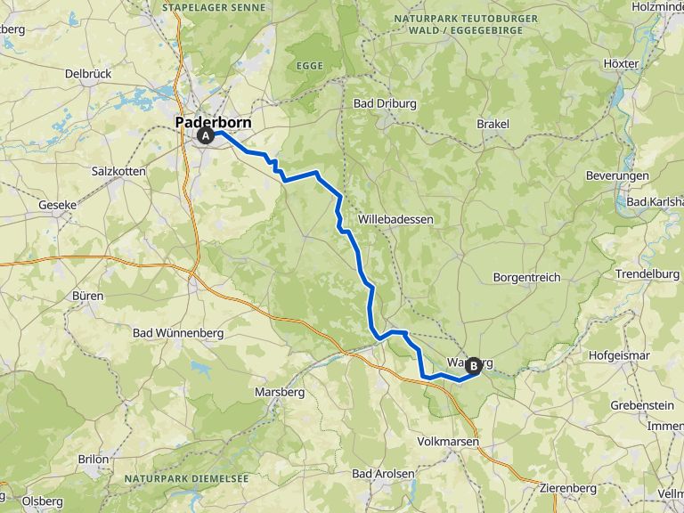 1. Etappe; Von Paderborn nach Warburg | Tour à vélo | Komoot